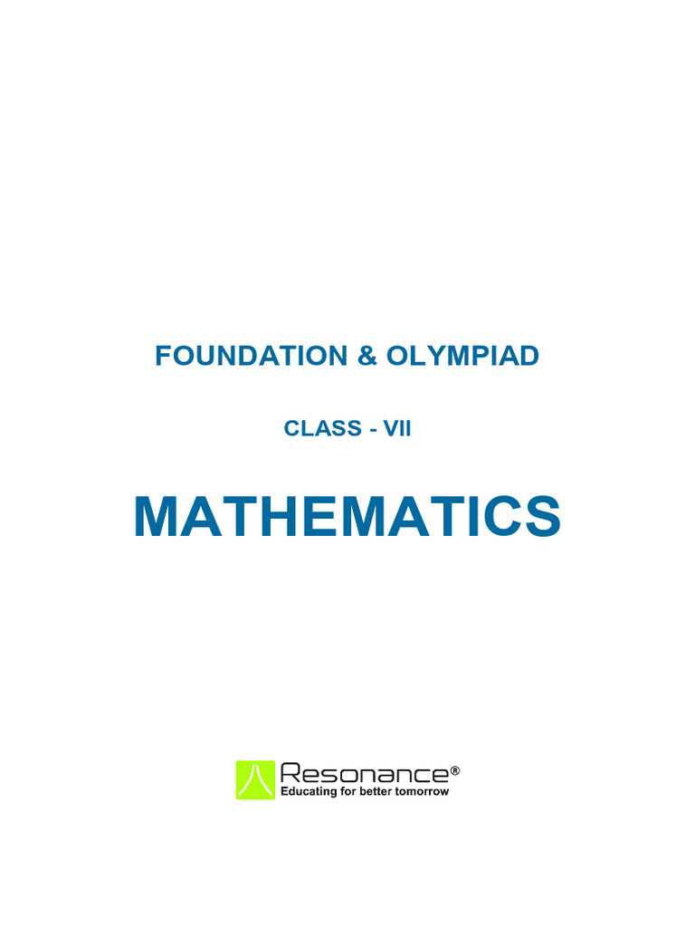 Resonance Kota Class 7 Mathematics Book | PDF | Division (Mathematics ...