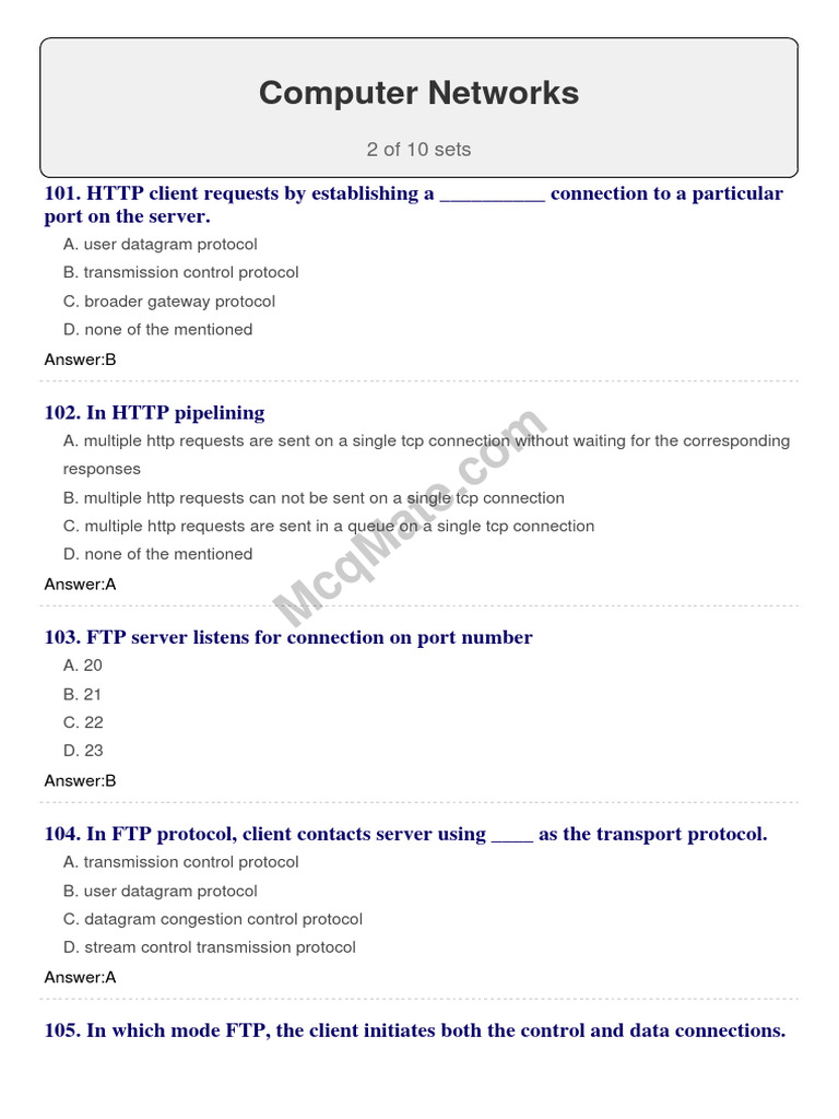 Computer-Networks (Set 2) | PDF | Computer Network | Ip Address
