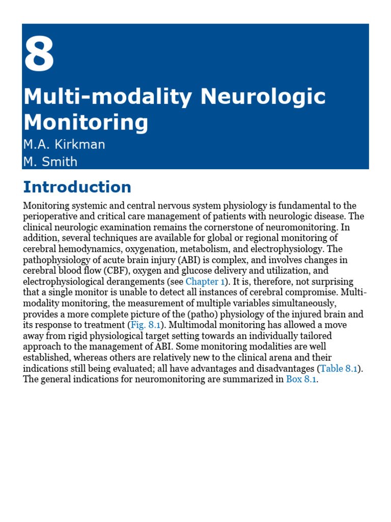 8 Multi-modality Neurologic Monitoring | PDF | Traumatic Brain Injury ...