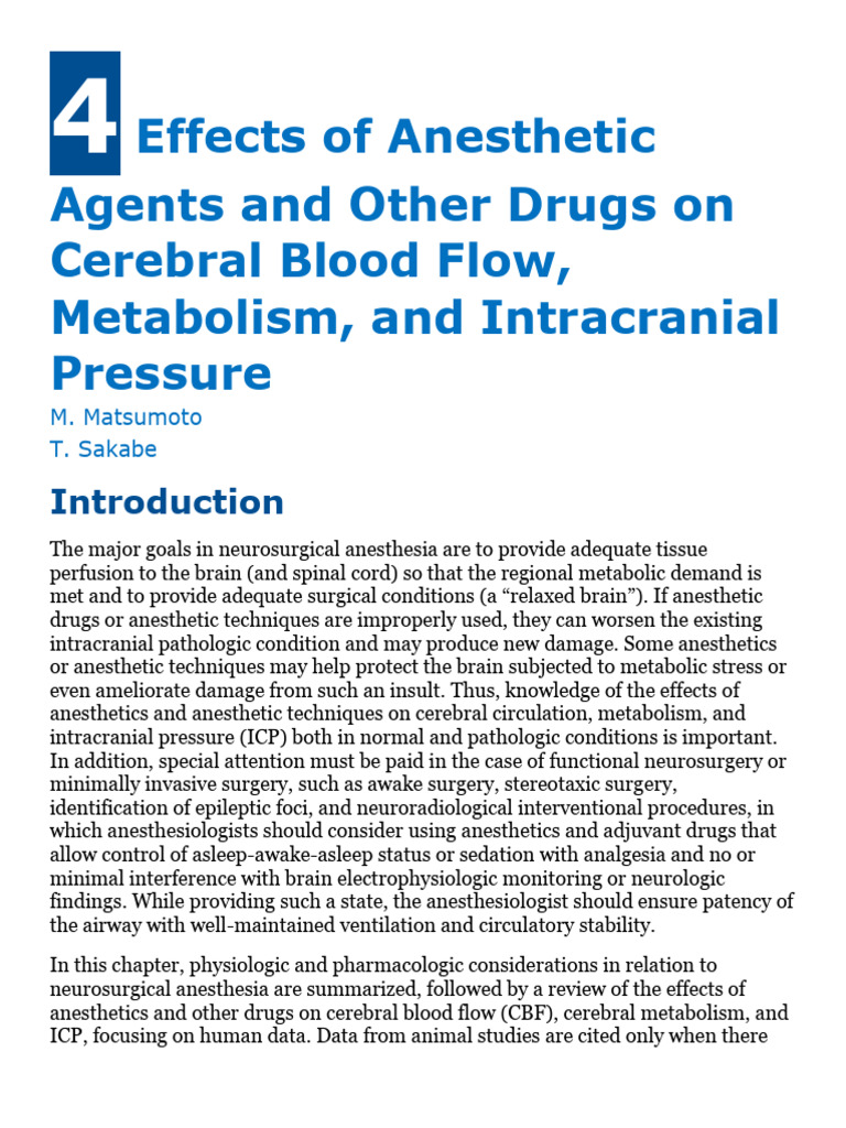 4 Effects of Anesthetic Agents and Other Drugs On Cerebral Blood Flow ...