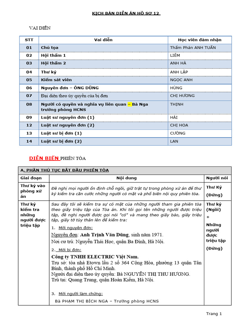 Kich Ban Dien An Ho So 12 Hai Sua | PDF