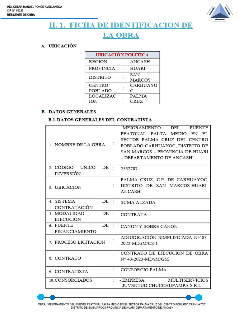II.1 Ficha de identificación técnica de la obra | PDF