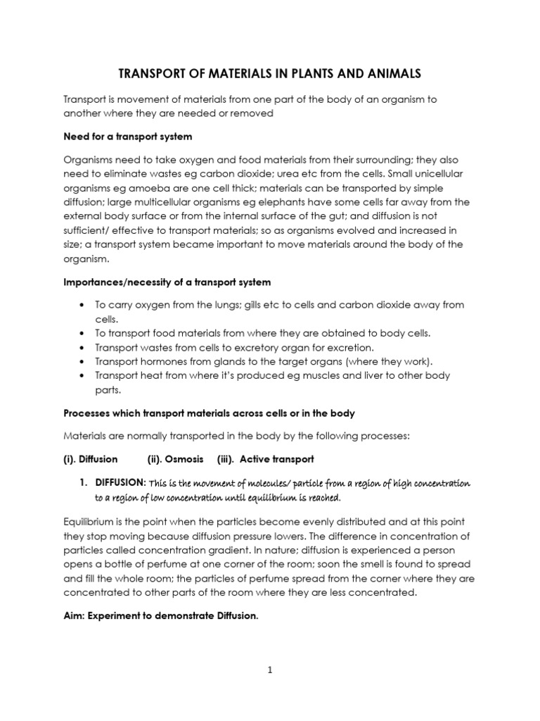 Transport of Materials in Plants and Animals | Download Free PDF | Heart Valve | Atrium (Heart)