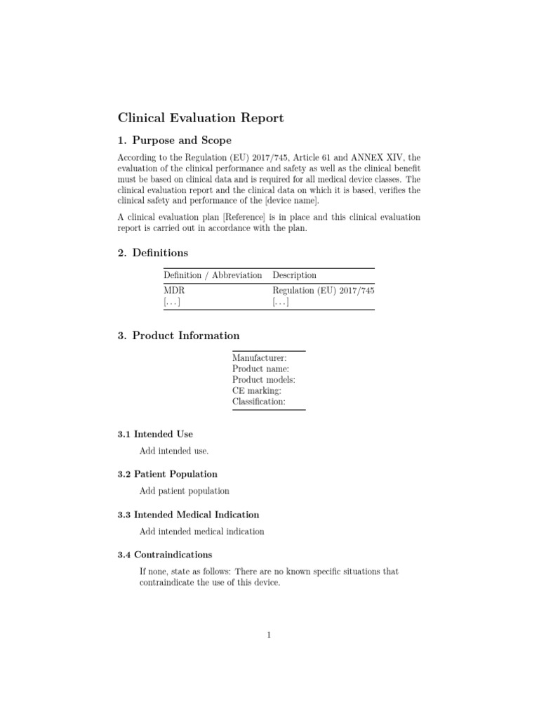 Clinical Evaluation Report Overview | PDF | Risk Management ...