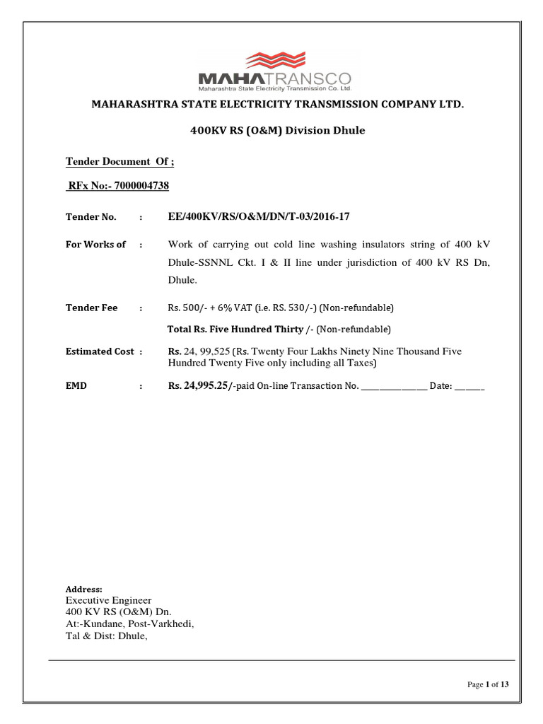 Cold Line Washing Insulators String of 400 KV Dhule-Ssnnl CKT | PDF ...