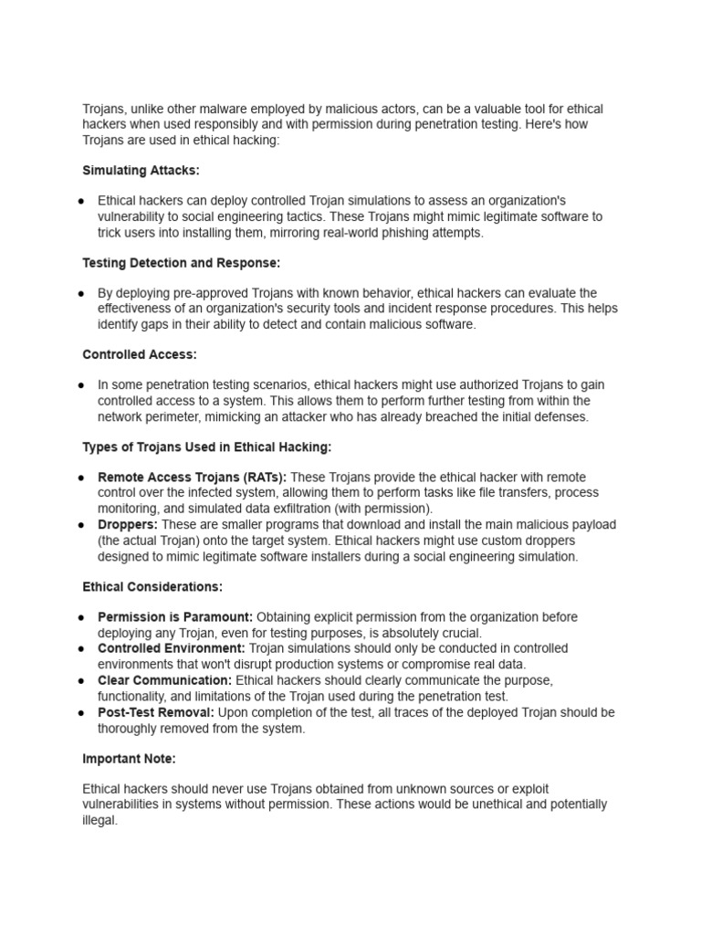 How Is Working of Trojan in Ethical Hacking | PDF | Malware | White Hat ...