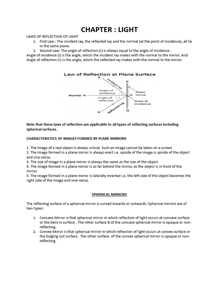 Light Notes .. | PDF | Mirror | Sphere