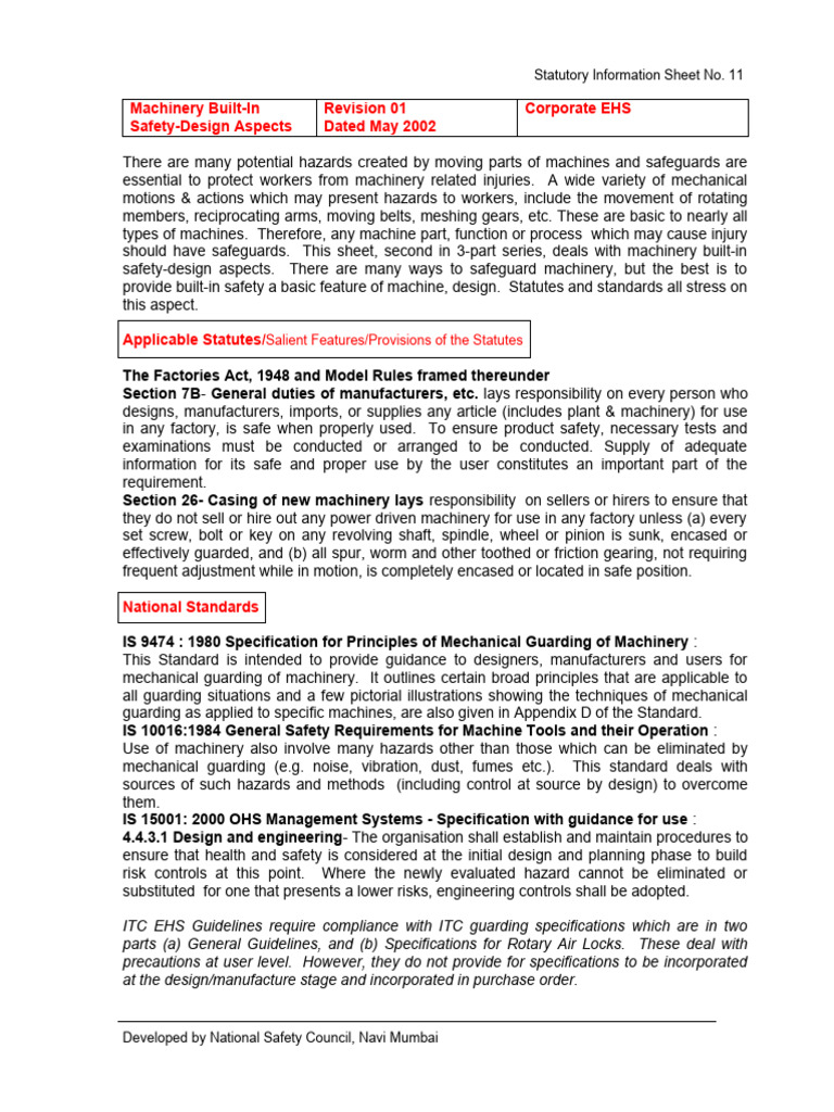 NSCI - 11 -Machinery-Built in Safety Design Aspects | PDF ...