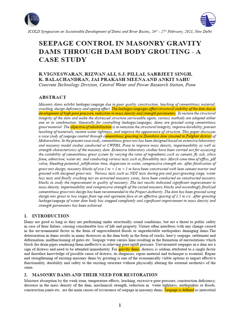 Dam grouting paper | PDF | Concrete | Dam