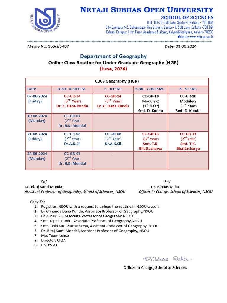 HGR Online Class Routine June 24 | PDF