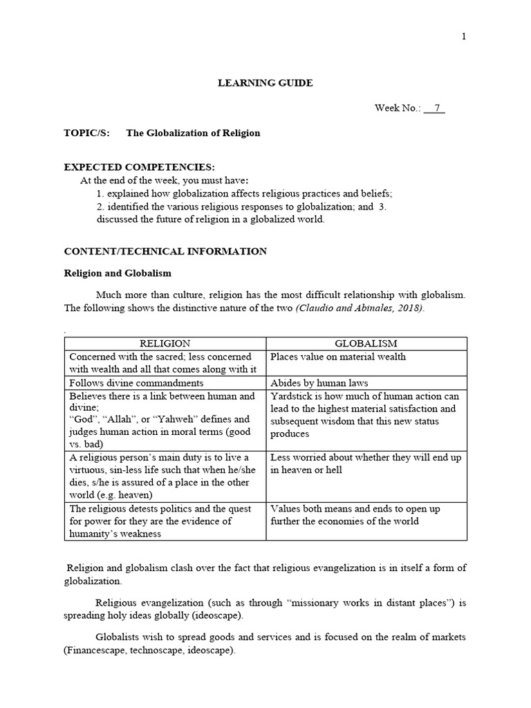 Week 7 Contemporary World | PDF | Globalization | Islamic Fundamentalism