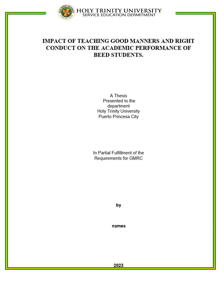 GMRC THESIS FORMAT Final | PDF | Methodology | Sampling (Statistics)