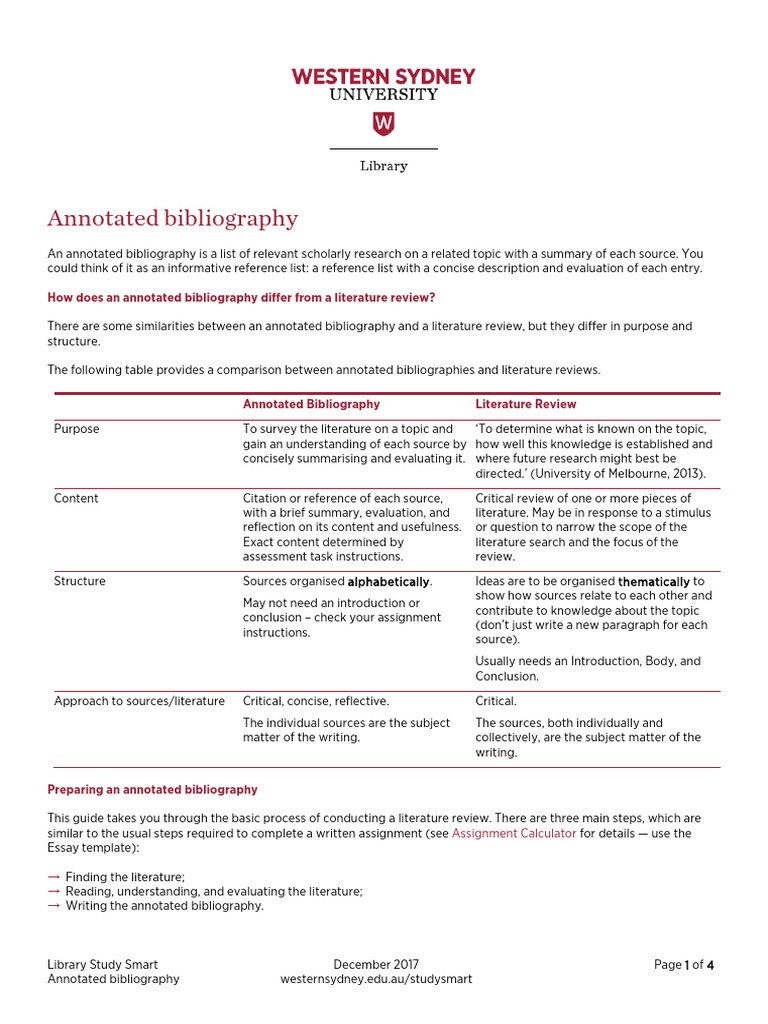 Annotated Bibliography WSU Guide | PDF | Citation