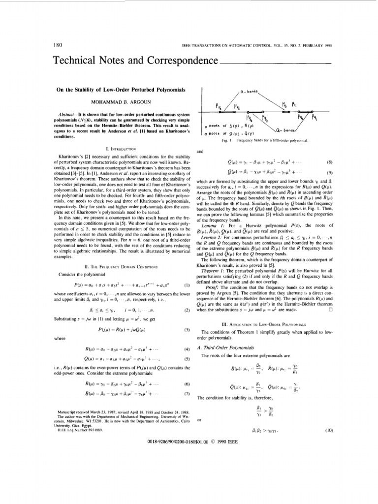 2-Argoun Low Order Poly IEEE Tr-AC Feb, p180,90 | PDF | Polynomial ...