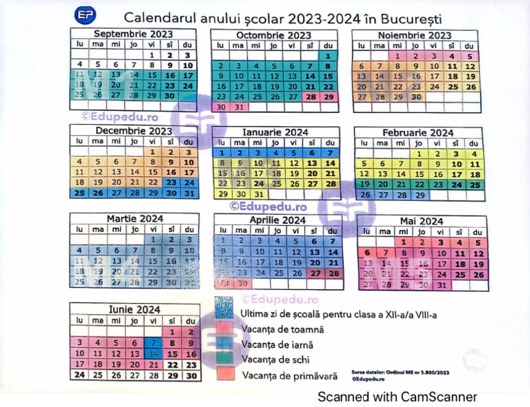 Structura Anului Scolar 2023-2024 | PDF