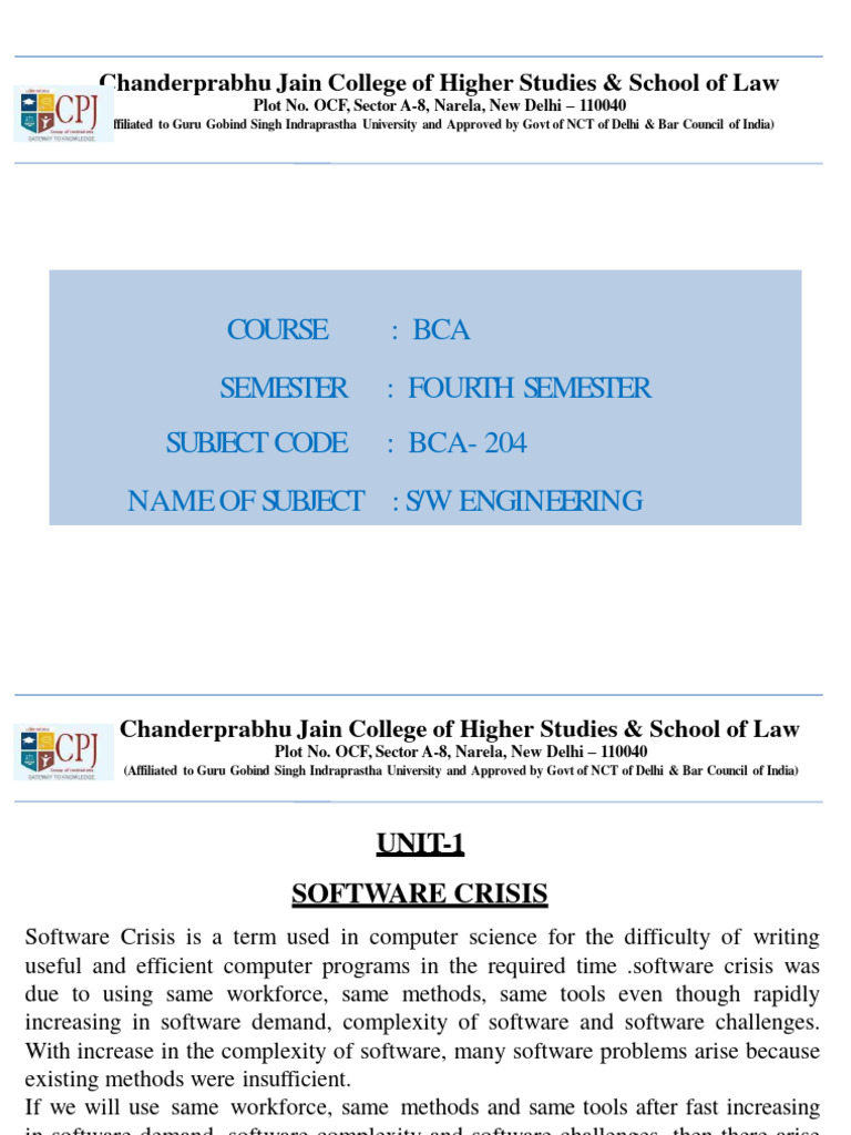Unit 1 Software Engineering-204 (Bca IV Sem) | PDF | Software ...