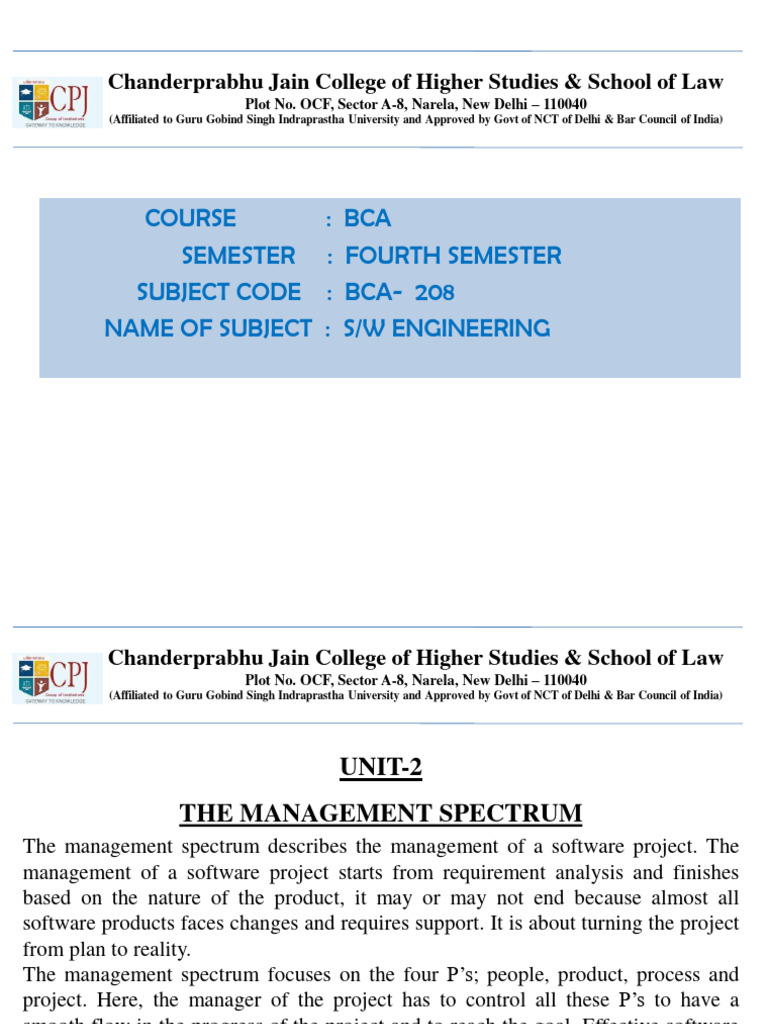 Unit 2 Software Engineering-208 (Bca IV Sem) | PDF | Heuristic | Risk