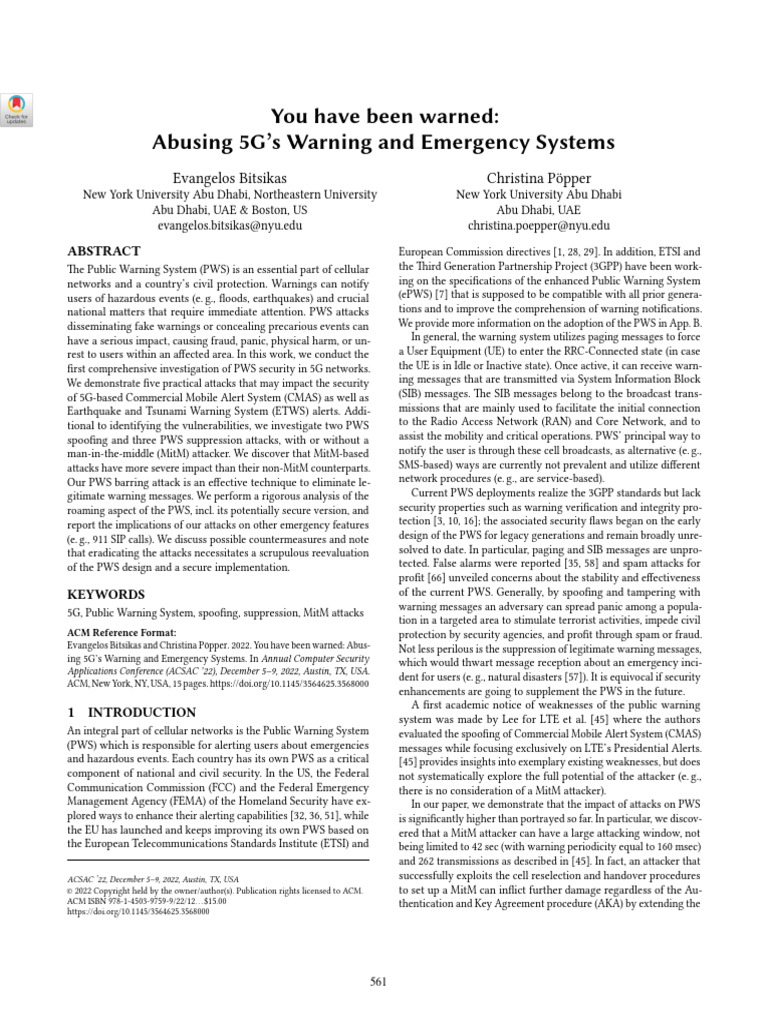 Abusing 5G's Warning and Emergency Systems | PDF | Telecommunications ...