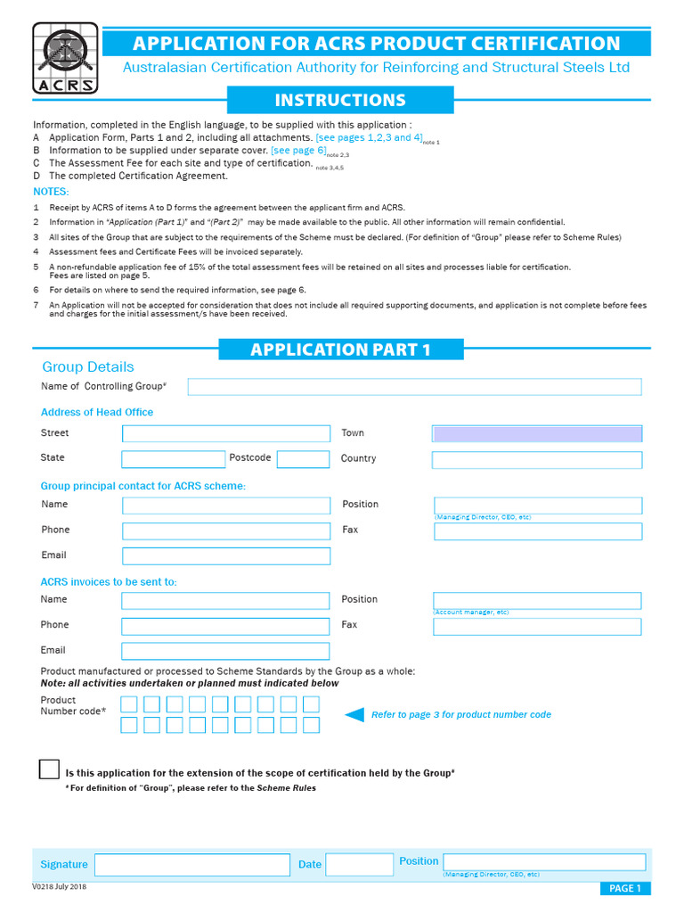 ACRS Product Certification Application | PDF | Structural Steel | Steel