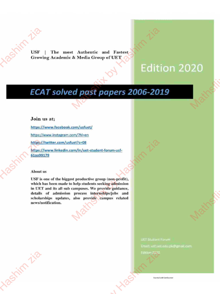 Ecat Solved Past Papers 2000-2019 | PDF