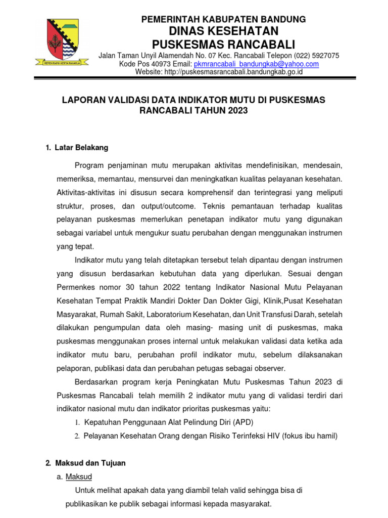 Bukti Validasi Data Puskesmas 2023 | PDF