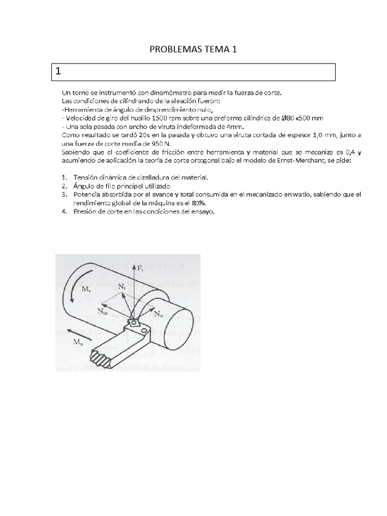 Ing Fab Problemas Tema 1 | PDF | Mecanizado | Producción y fabricación