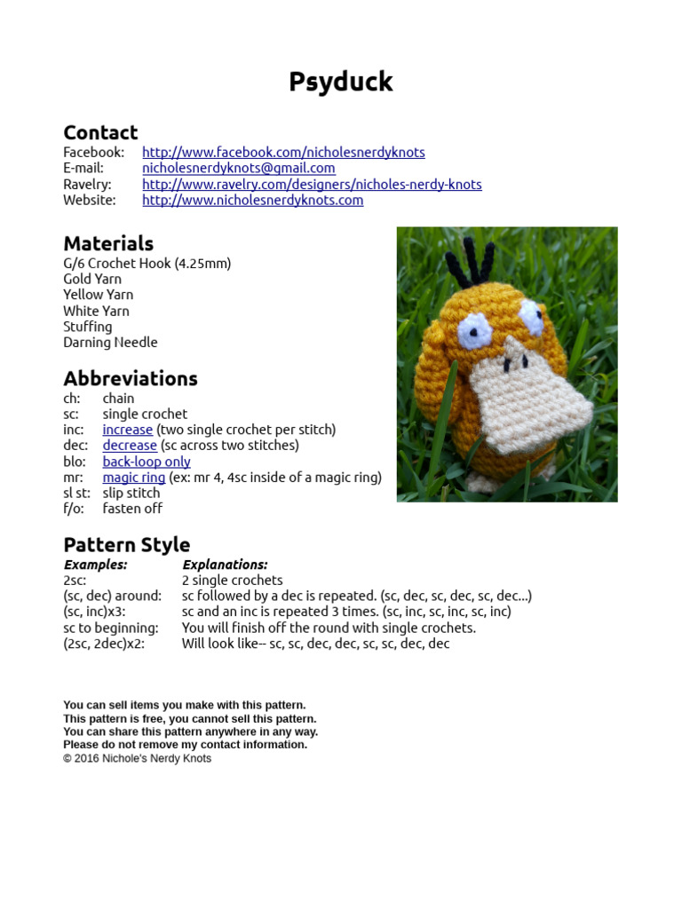 Psyduck | PDF | Crochet | Handicrafts