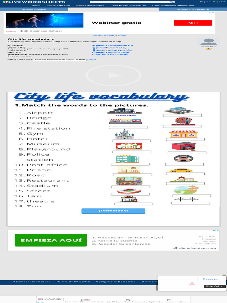 Ejercicio de City Life Vocabulary | PDF | Red mundial | Internet y web