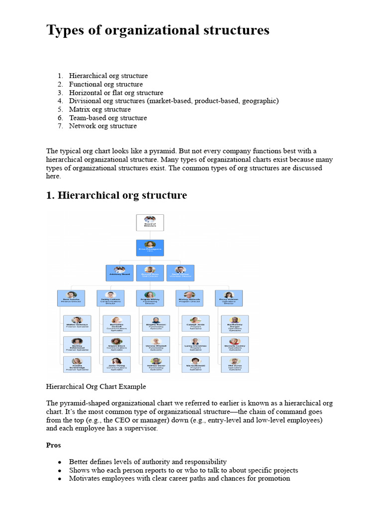 7 Types of Organizational Structures MTP Unit 3 | Download Free PDF ...