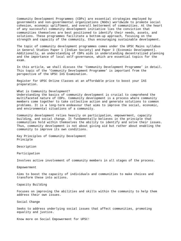 Community Development Programmes | PDF | Sustainability | Mentorship