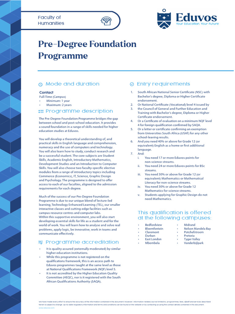 2024 Factsheet PreDegree - Foundation Programme | PDF | Design | Critical Thinking