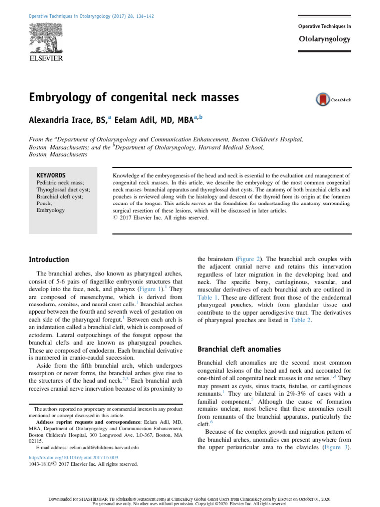congenital pediatric neck mass, | PDF | Common Carotid Artery | Thyroid