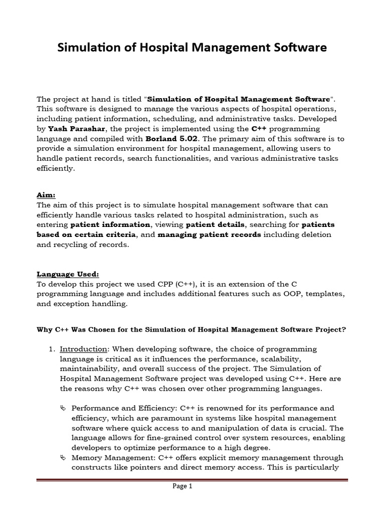 Hospital Management Software Pdf C Electronic Health Record