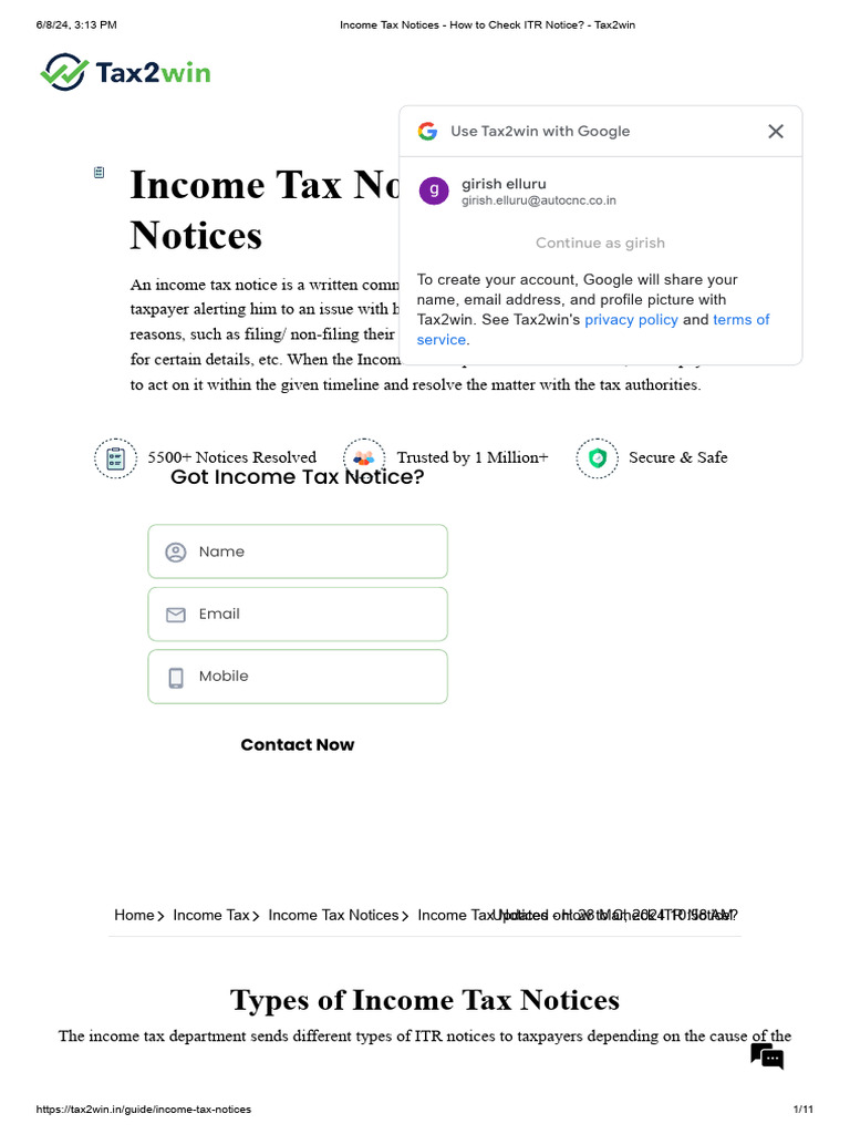 Income Tax Notices - How to Check ITR Notice_ - Tax2win | PDF | Taxes ...