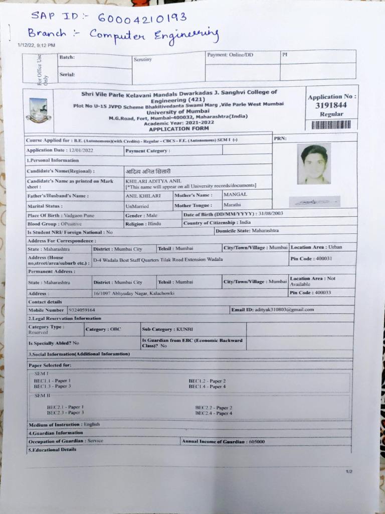 Aditya Khilari - Computer Engineering | PDF