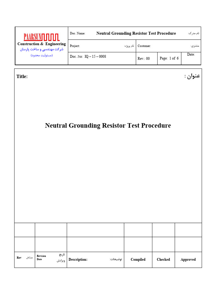 NGR Routine Test Procedure - PDF - Safe | PDF | Electrical Resistance ...