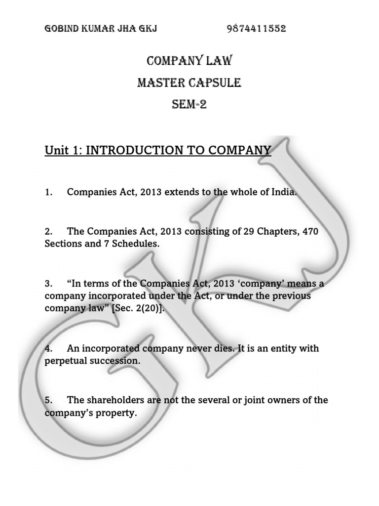 Sem-2 C.law(Que-Ans)-1 | PDF | Stocks | Share Repurchase