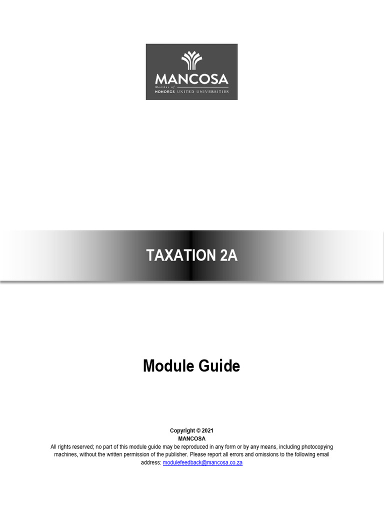 Module Guide - Taxation 2A | PDF | Taxes | Tax Deduction