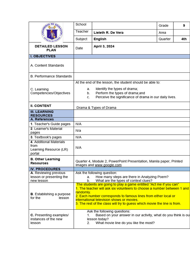 DLP Drama | PDF | Learning | Education Theory