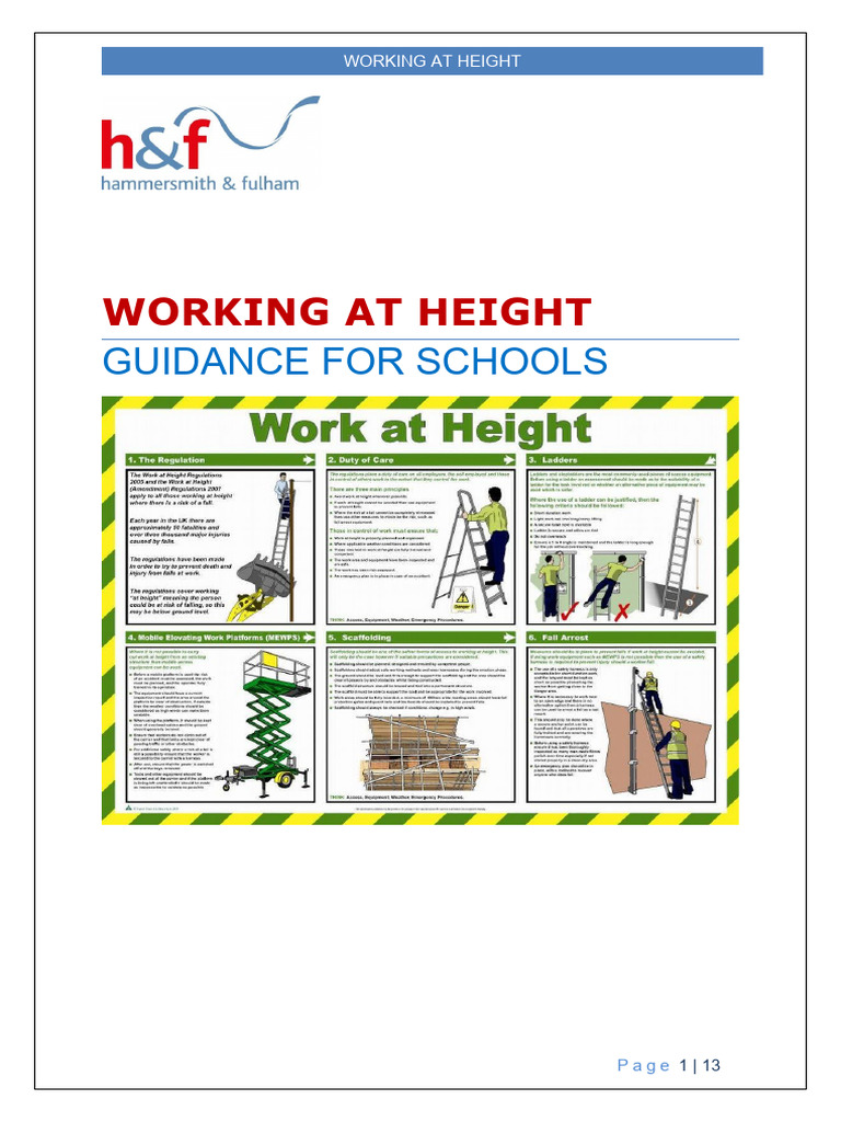 Working at Height Safety Guidelines | PDF | Ladder | Scaffolding