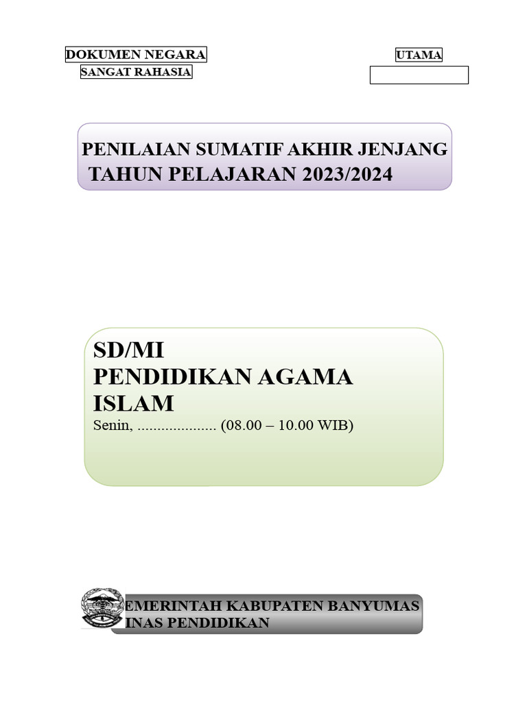 Soal Psaj Kelas 6 2024 | PDF | Agama & Spiritualitas
