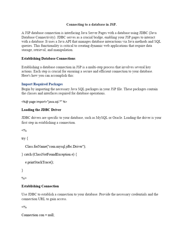 Jsp Database Connection Pdf Databases Information Retrieval