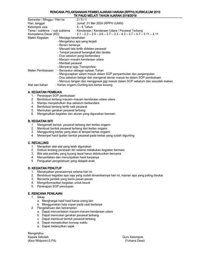 RPPH Ujian Perbaikan | PDF | Karier & Perkembangan