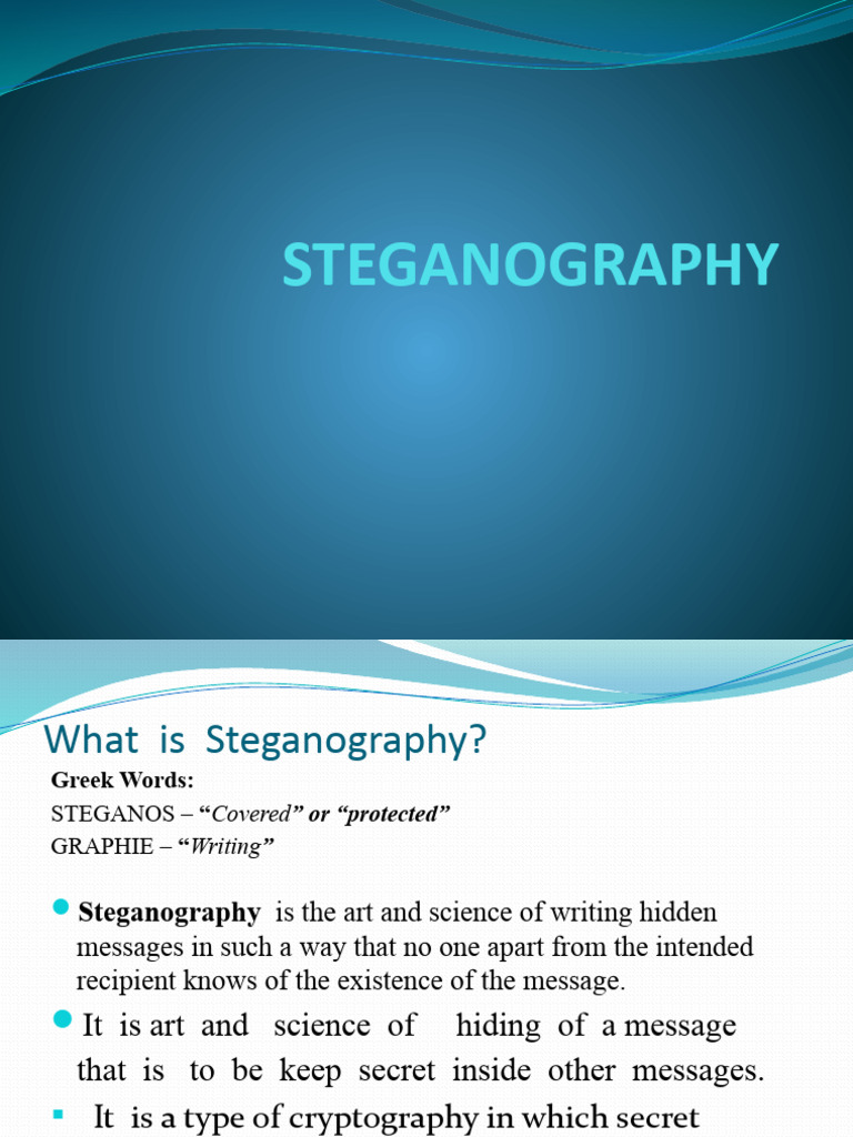 Steganography PPT 55844664b03cd | PDF | Secure Communication | Cryptography