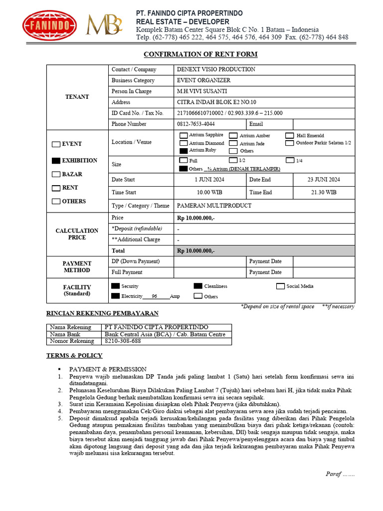 Form Pemesanan - Denext Visio Production | PDF