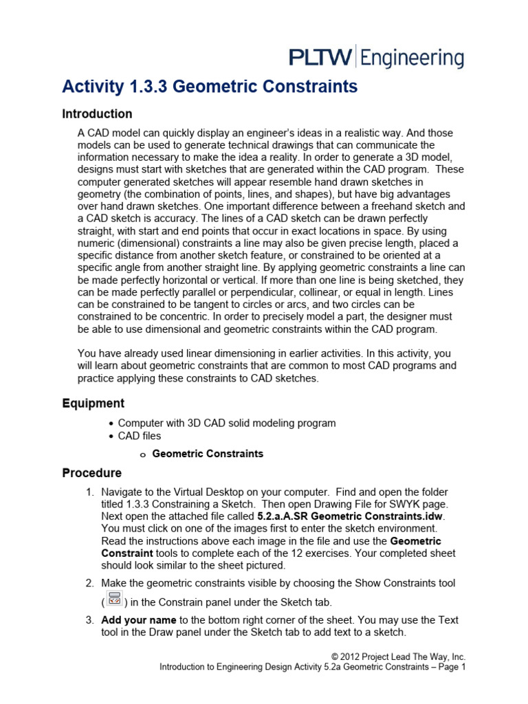 Geometric Constraints in CAD Sketching | PDF | Line (Geometry ...