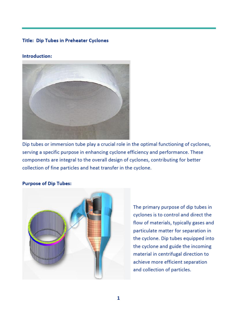 Dip Tube in Preheater Cyclones | PDF | Technology & Engineering