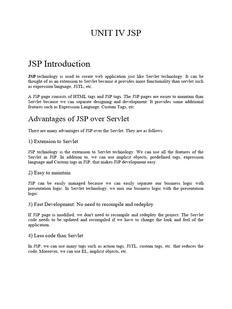 Unit Iv Jsp Pdf Computer Programming Computing 