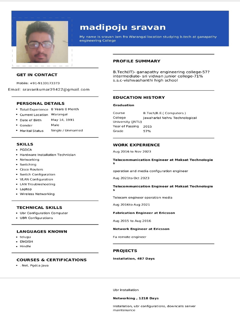 Resume Sravan Madipoju | PDF