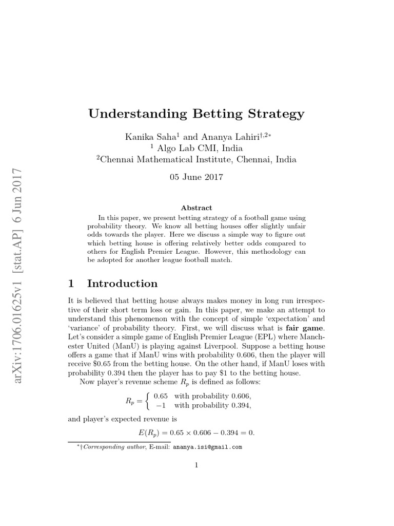 Understanding Betting Strategy | PDF | Odds | Probability Theory